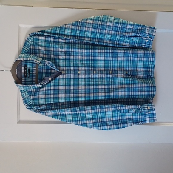 Nautica | Shirts | Mens Nautica Classic Fit Stretch Blue Plaid Shirt Xl ...